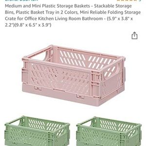Storage & Organization | Nwt Pink And Green Storage Crates | Poshmark